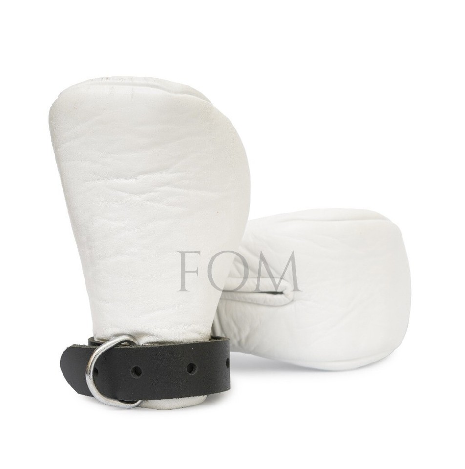 Real Cow Leather Bondage Mitts Locking Padded Fist Mitts Gloves ...