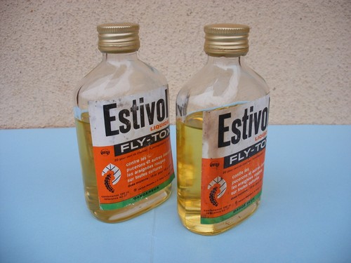 lot de 2 bouteilles fly-tox estivol insecticide des années 60 | eBay