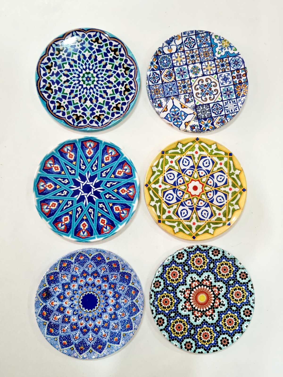 Drink Coasters Set Of 6 Turkish Moroccan Design Round Coaster Tea ...