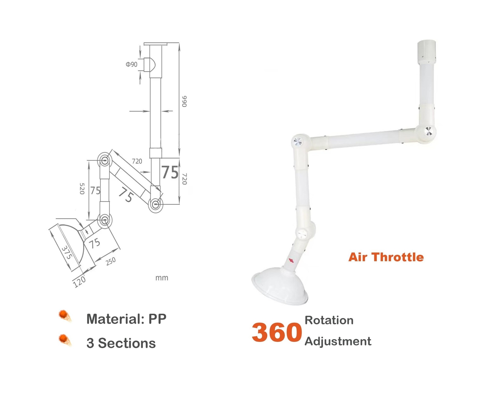 Snorkel, Laboratory Exhaust Vent, Extractor Fume Hood Pre-Owned, Fume ...