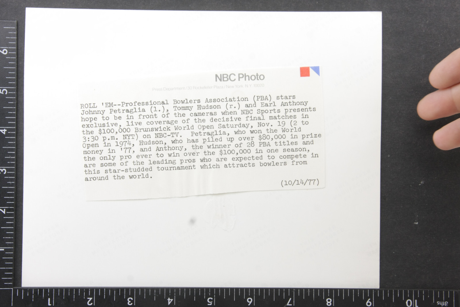 Johnny Petraglia Tommy Hudson Earl Anthony Bowling Brunswic NBC 1977 ...