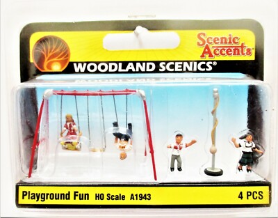 HO Scale Woodland Scenics A1943 Kids Children Playground Fun Figures (4 ...