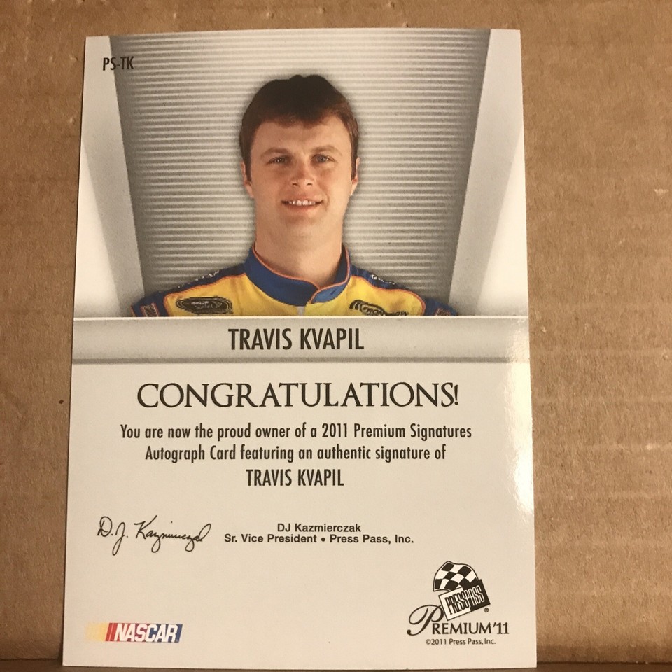 Travis Kvapil 2011 Press Pass Premium Authentics Autograph 2011 105/197 ...