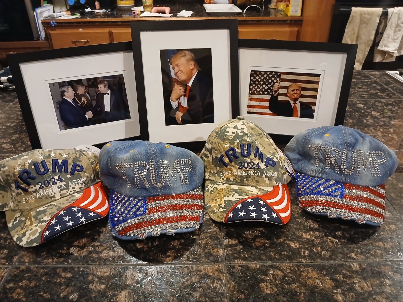 Donald Trump Hats And Framed Pictures (4 Hats And 3 Framed Pics) | eBay