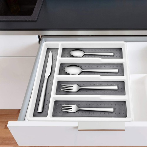 60-Piece Silverware Set with Organizer Tray, Stainless Steel Square ...