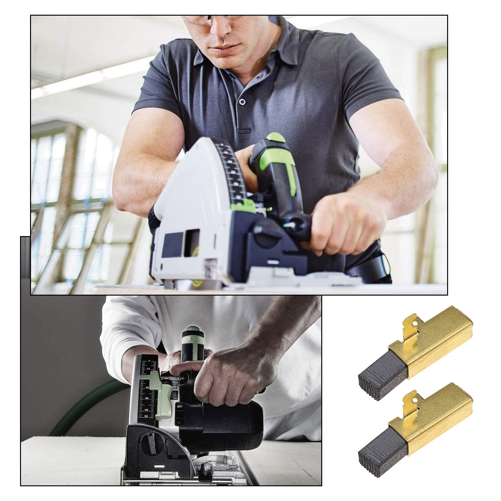 2x 491704 Carbon Brushes for Festool TS 55 EBQ 230V 6.3x10x17.5mm/5.8x7 ...