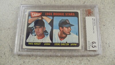1965 TOPPS #477 ACKLEY/STEVE CARLTON ROOKIE CARD BVG 6.5 EX-MT+ ...