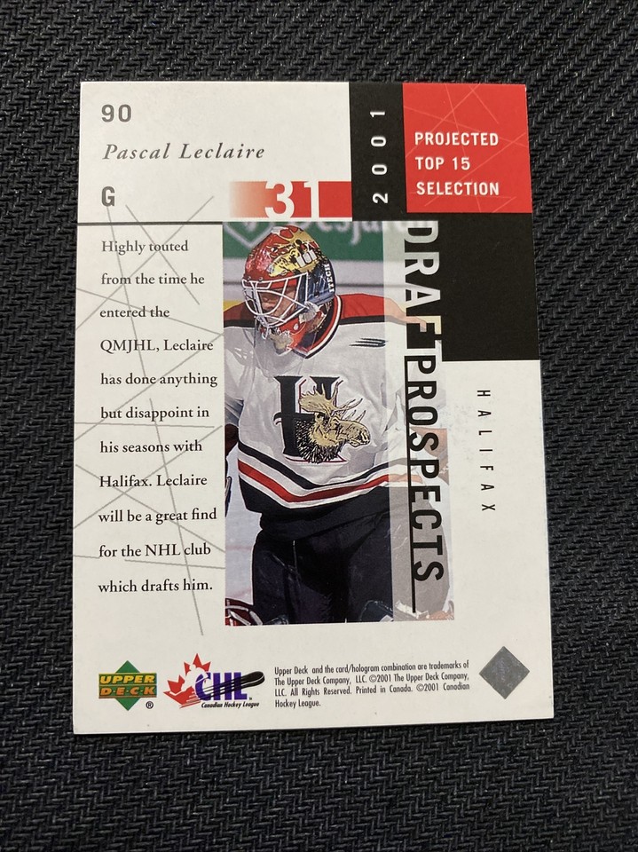 2000-01 UD CHL Draft Hockey 90 Pascal LeClaire Autograph Halifax ...