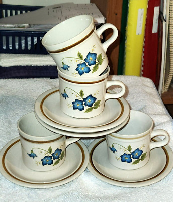 Set of 4 Mikasa Stonecraft Stoneware Celebration KA108 Mug & Saucer | eBay