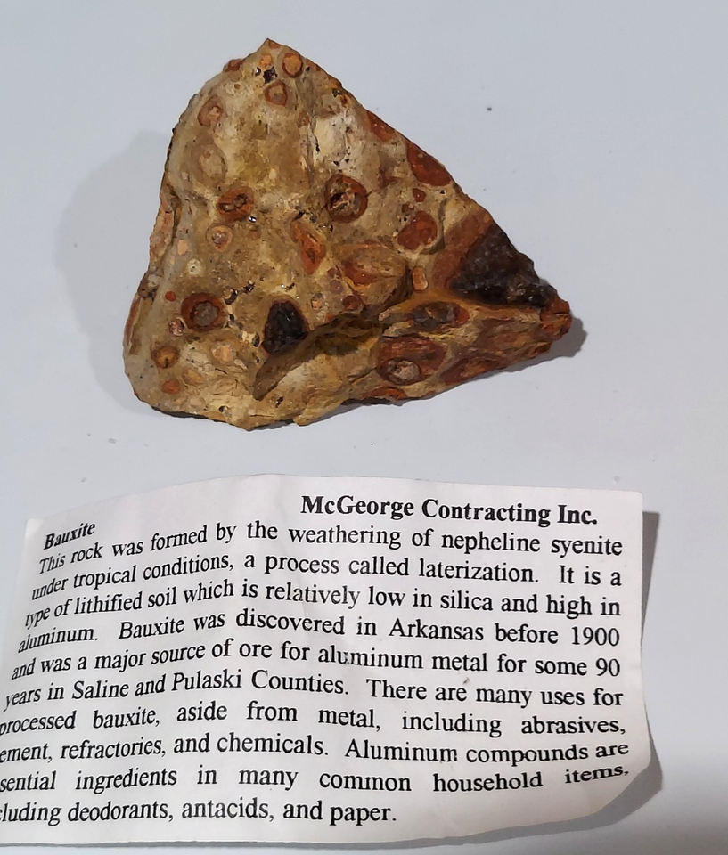 BAUXITE - 3" - SALINE or PULASKI COUNTY, ARKANSAS 111 grams 3.9 oz | eBay