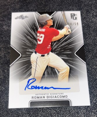 2021 ROMAN DIGIACOMO LEAF PERFECT GAME AUTO BLACK PARALLEL ROOKIE #34/ ...