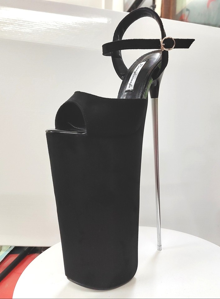 Ultra high slim heel 30cm women's sandals suede buckle high heels Large ...