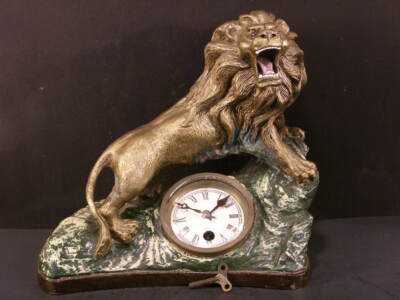 Clocks - Antique Clock Lion