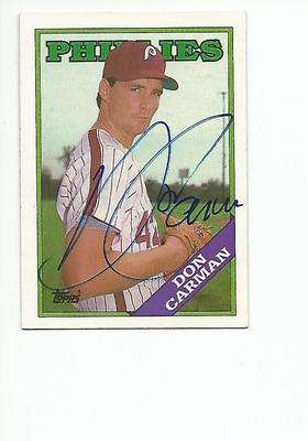 DON CARMAN Autographed Signed 1988 Topps Baseball card Philadelphia ...