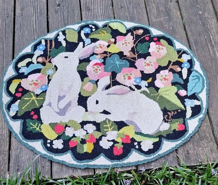 ~RARE~Vintage CLAIRE MURRAY Whimsical Rabbit Strawberry Garden Oval ...