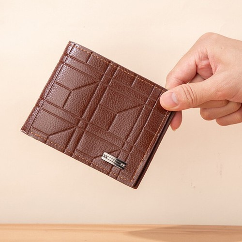 PU Leather Men Wallets Portable Square Shape Geometric Pattern Coin ...