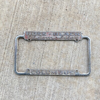 1950s Columbus Ohio Oldsmobile License Plate Frame Metal Ross Black ...