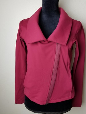 KARMA ATHLETICS *Jacket* Red Asymmetric Zip Front Wide Large Collar ...