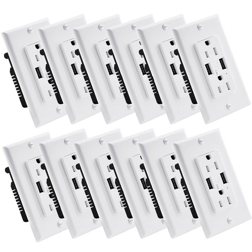 3.6A USB Charging Wall Outlet Tamper Resistant Electrical Receptacles ...