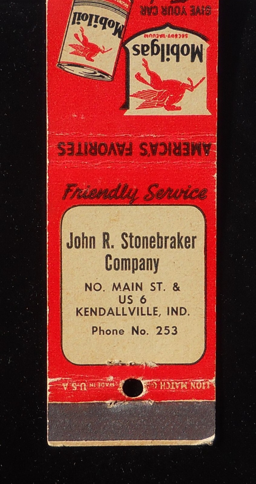 1940s GAS John R Stonebraker Company Mobilgas Mobiloil Phone 253 ...