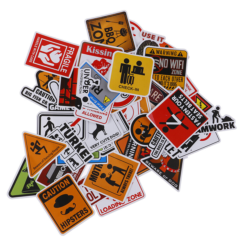 50x Banning Signs Stickers Wning Danger Reminder Waterproof Decal ...
