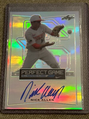 NICK ALLEN 2016 Leaf PERFECT GAME AUTOGRAPH SILVER METAL A’S BRAVES ...