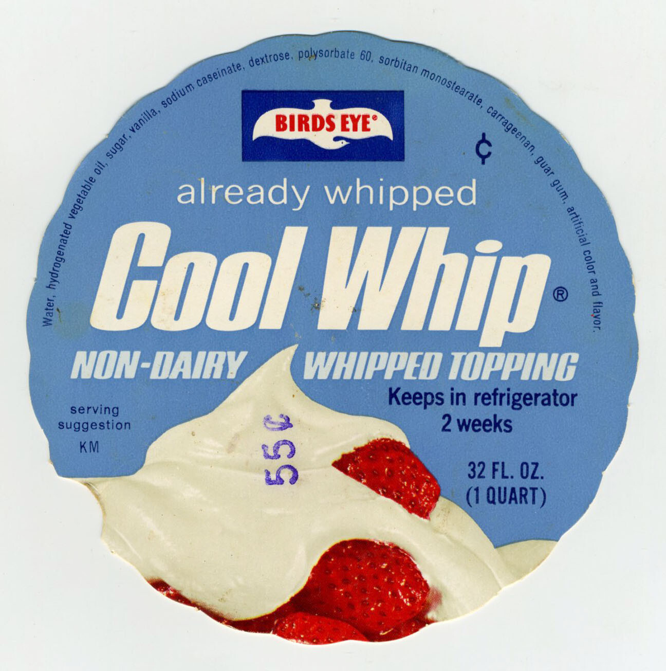Vintage 1967/68- 1st Year Of Production Birds Eye Cool Whip Label- Lid Top VG/EX | eBay