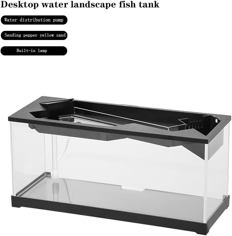 10L Small Fish Tank Desktop Aquarium LED Lamp Light Glass Fish Tank ...