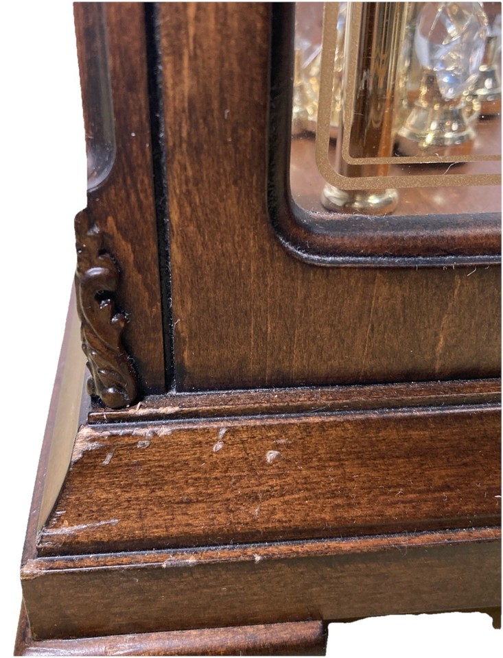 Bulova Clocks B1845 Durant Walnut Wood and Glass Revolving Pendulum ...