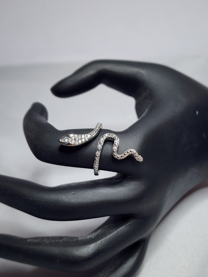 SILVERTONE Crystal SNAKE TAIL RING Ajustable Size | eBay