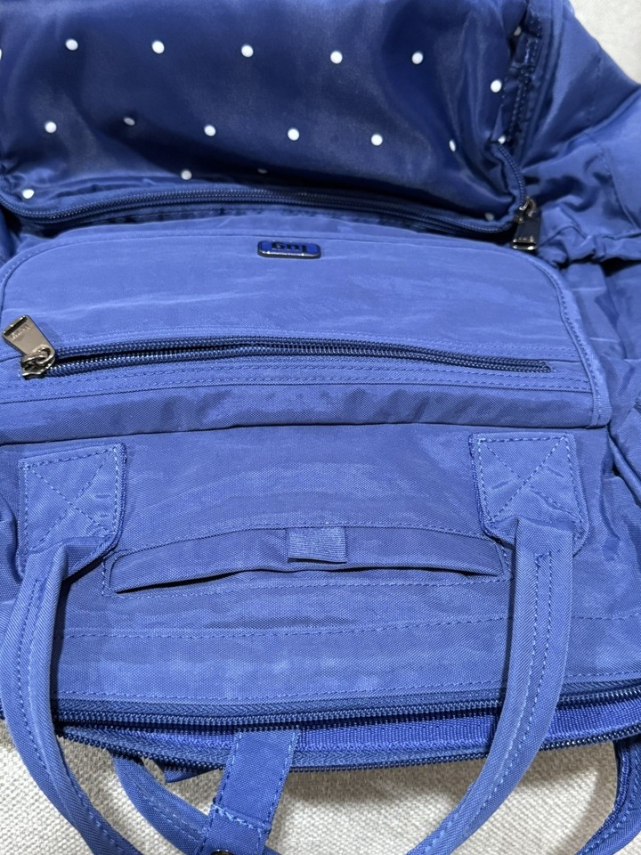 Lug Via 3-Way Convertible Backpack Tote Blue Polka Dot Insulated Pocket ...