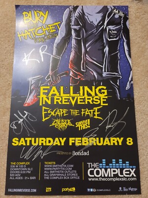 Falling in Reverse Band Signed Autograph 11x17 2014 Poster #C Ronnie ...