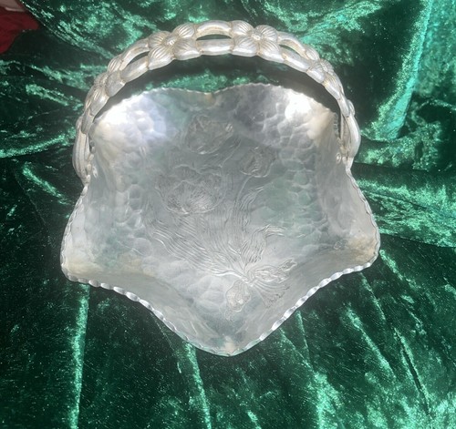 Vtg Hand Wrought Creations by Rodney Kent Hammered Aluminum Basket W ...