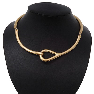 Brushed Gold 'Loop' Choker Necklace With T-Bar Closure - 33cm Length | eBay