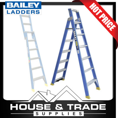 Bailey Ladder 2.1m | 3.5m 7 Step Dual Purpose Fibreglass 150kg FS13669 ...