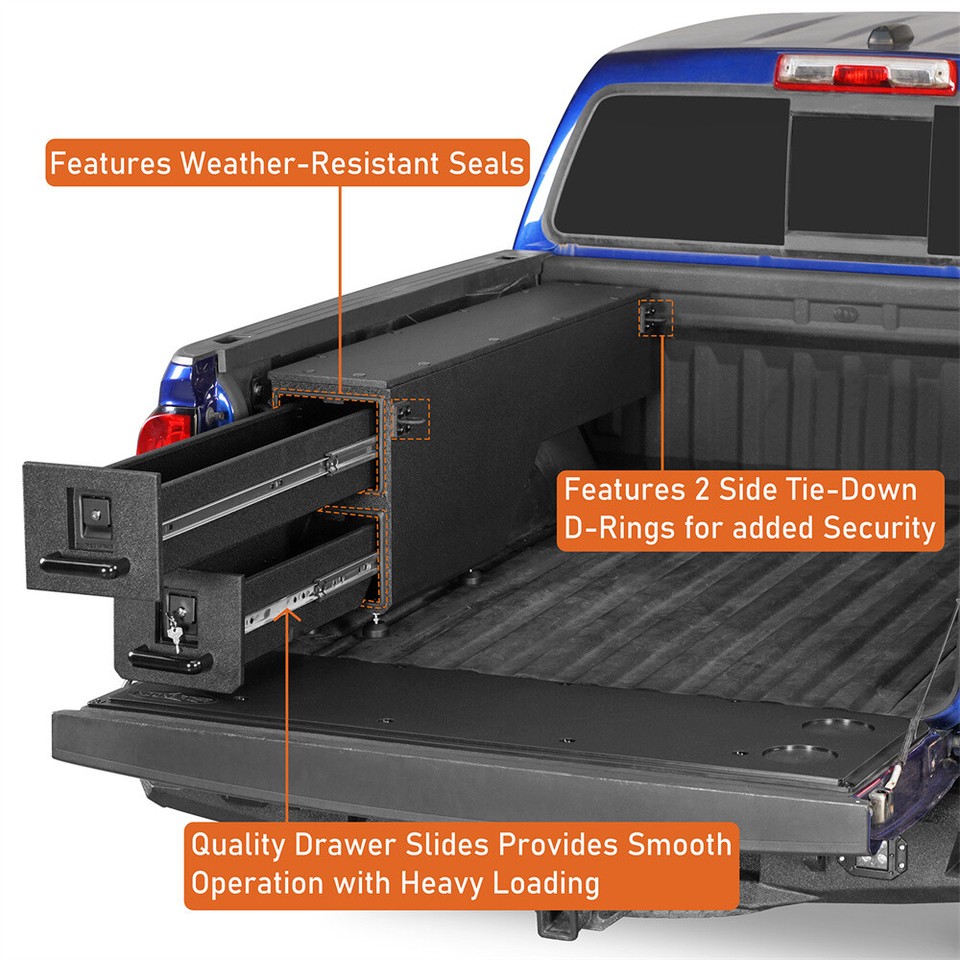 Truck Bed Side Box Wheel Well Storage Drawer System for 2015-22 ...
