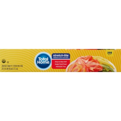 250 SQ Stretch-tite Premium Plastic Wrap Easy Start Roll Keep Food ...