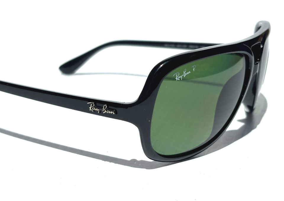 NEW Ray Ban Shiny Black POLARIZED Dark Green Lens Sunglass RB4162 601 ...