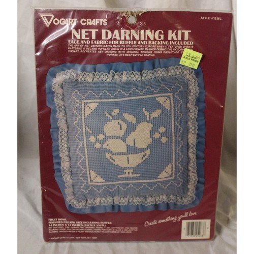 Vogart Crafts Net Darning Kit Pillow Fruit Bowl Lace Ruffle Backing ...