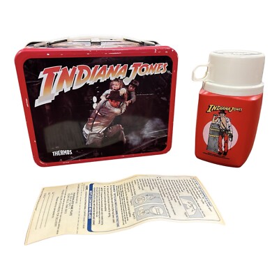 VINTAGE INDIANA JONES Metal LUNCH BOX & THERMOS Complete 1984 | eBay