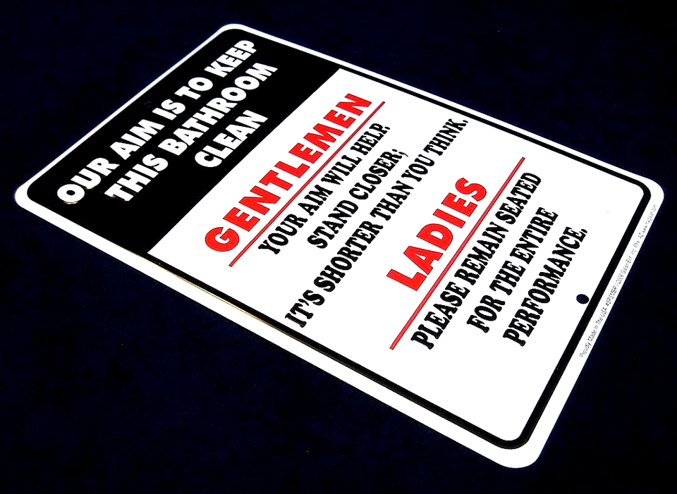 AIM TO KEEP BATHROOM CLEAN *US MADE Embossed Sign Man Cave Garage Bar ...