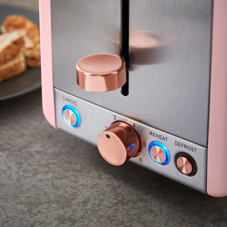 Tower Cavaletto Pink Kettle 2 Slice Toaster Bread Bin & Canisters ...