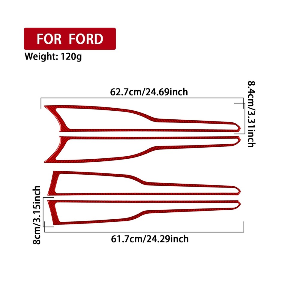 Red Carbon Fiber Car Door Handle Cover Panel Strip For Ford Fusion ...