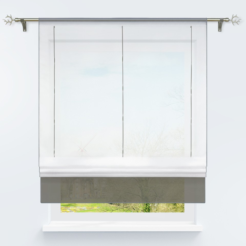 Rod Pocket Roman Curtains Liftable Shade Window Valance Drape Blind Net ...