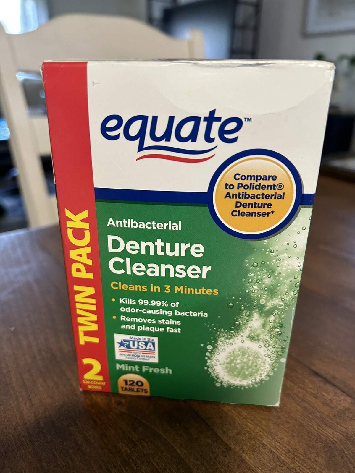 Equate Antibacterial Denture Cleanser 120 ct. Mint TWIN PACK | eBay