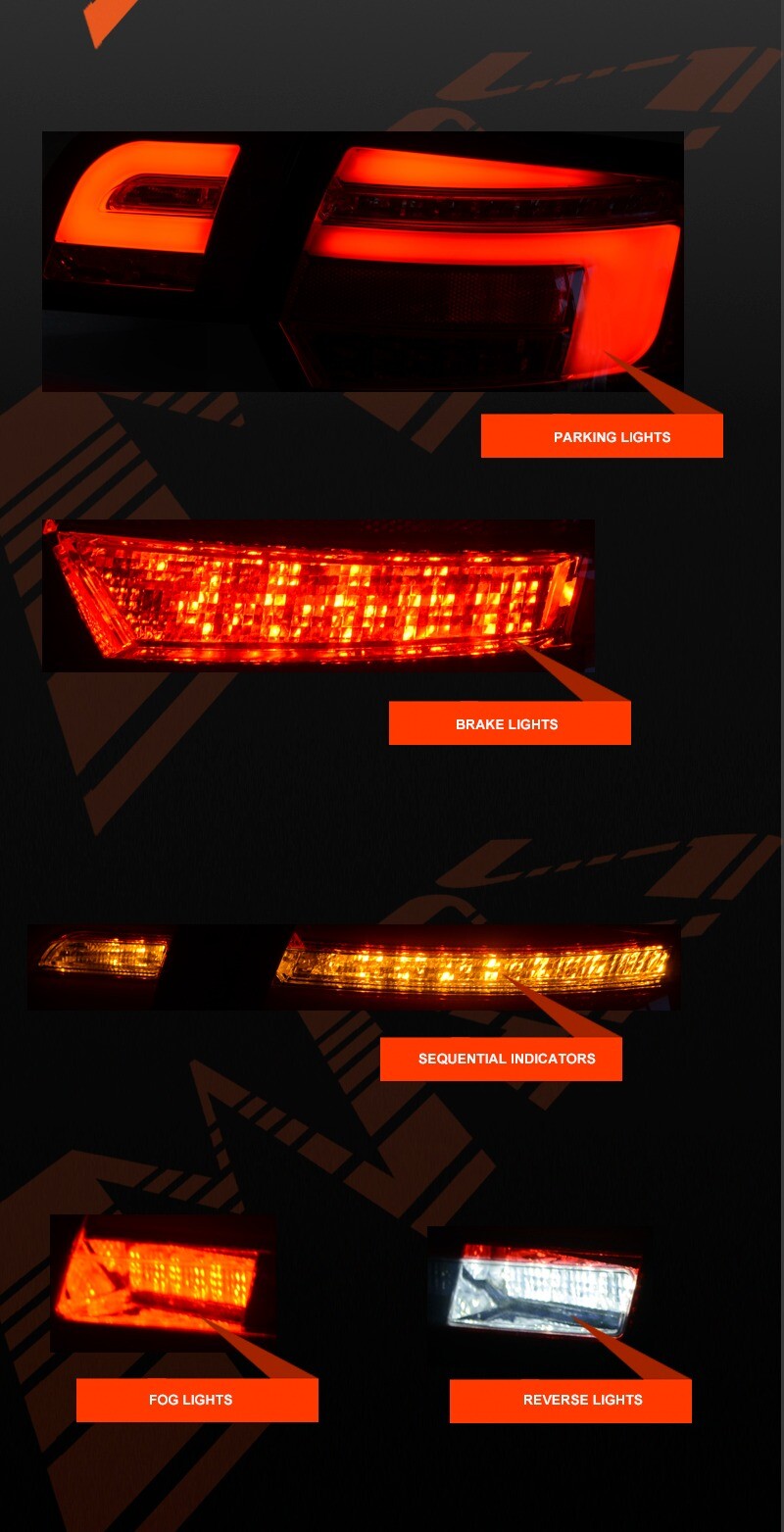 Red Full LED 3D Sequential Indicator Tail Lights for AUDI A3 S3 8P ...
