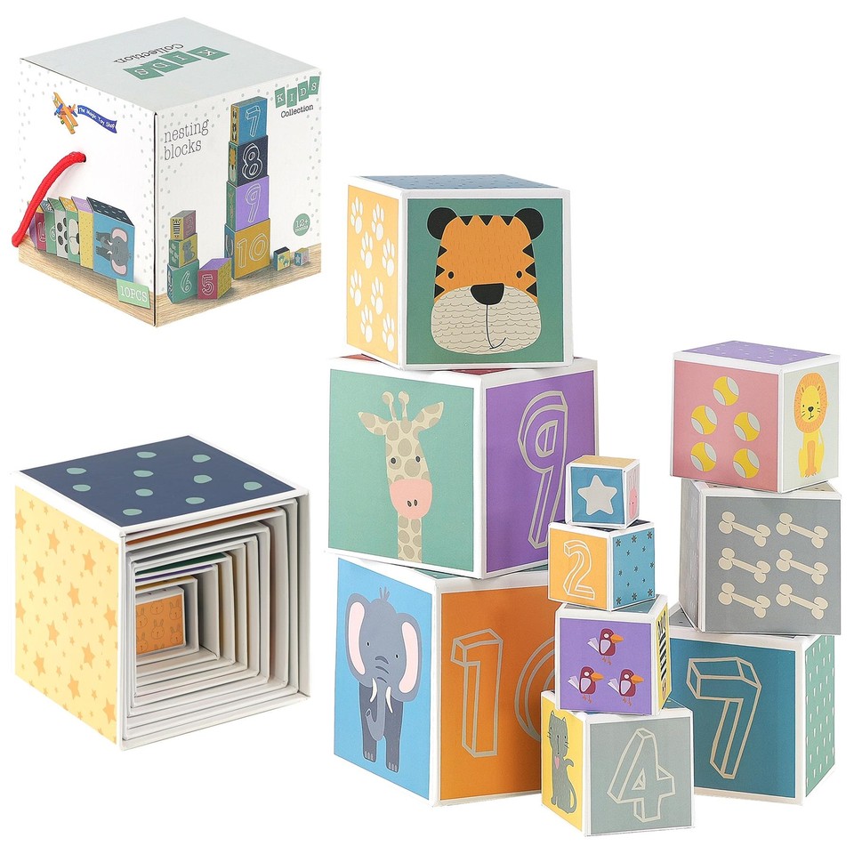 Baby Nesting & Stacking Cubes Blocks Set with Numbers, Animals, Shapes ...
