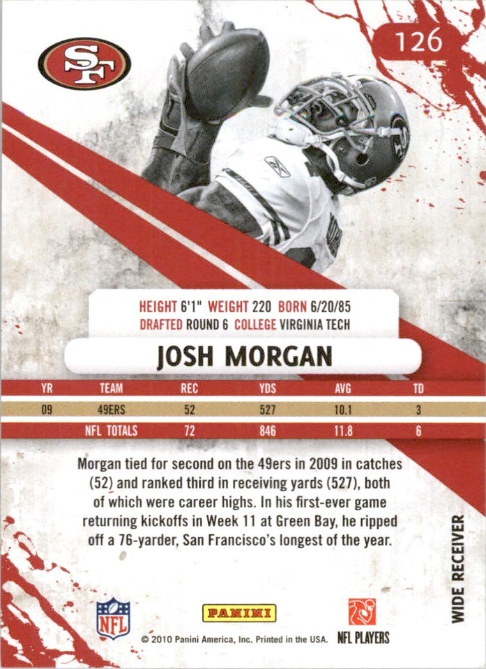 2010 Panini Rookies & Stars Josh Morgan San Francisco 49ers #126 ...
