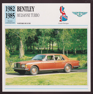 1982-1985 Bentley Mulsanne Turbo British Car Photo Spec Sheet Info ...