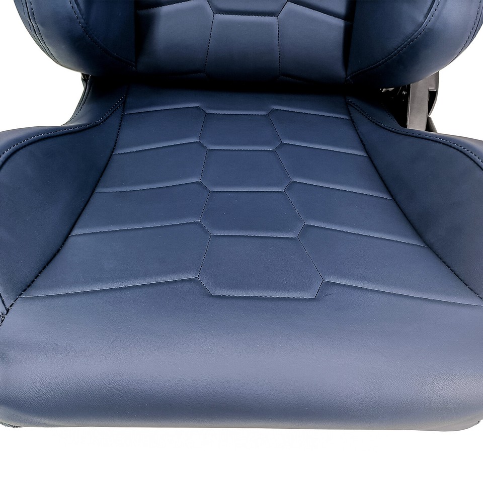 JDM Reclinable Premium PVC Main Blue Racing Seats Slider Car Seats Pair ...